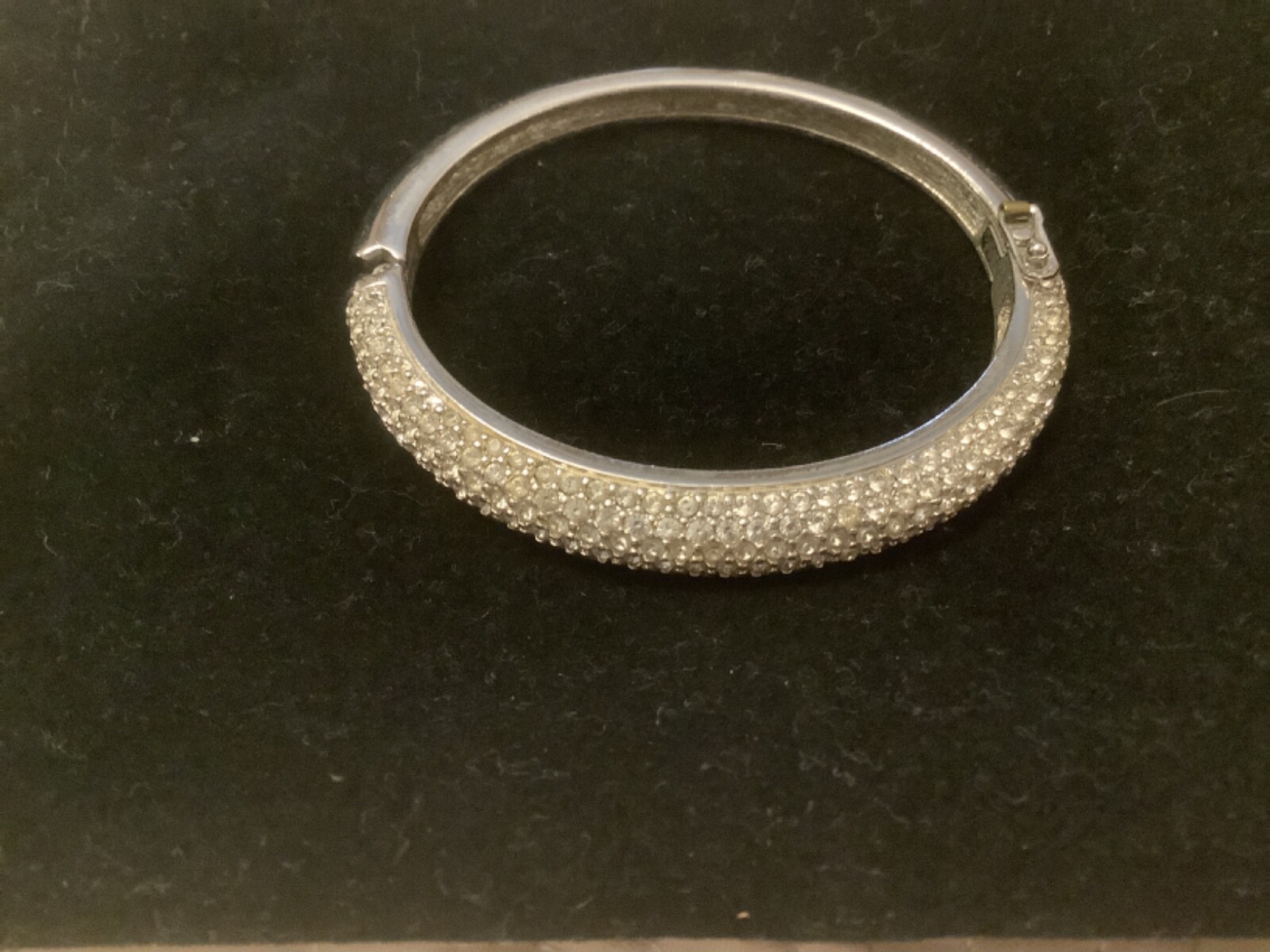 Christian Dior Signed Pave Crystal Hinged Bangle - Gem