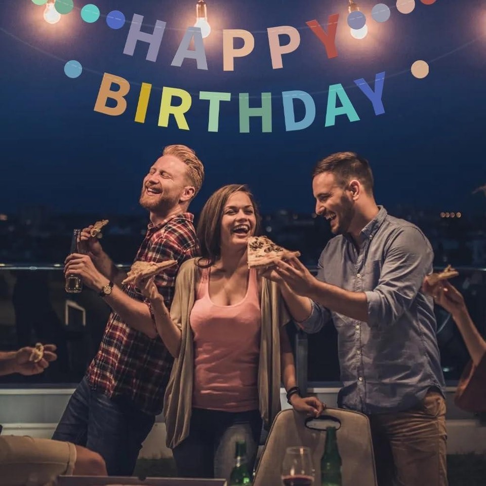 Happy Birthday Rainbow Banner Sign - Party Decorations Bunting for ...