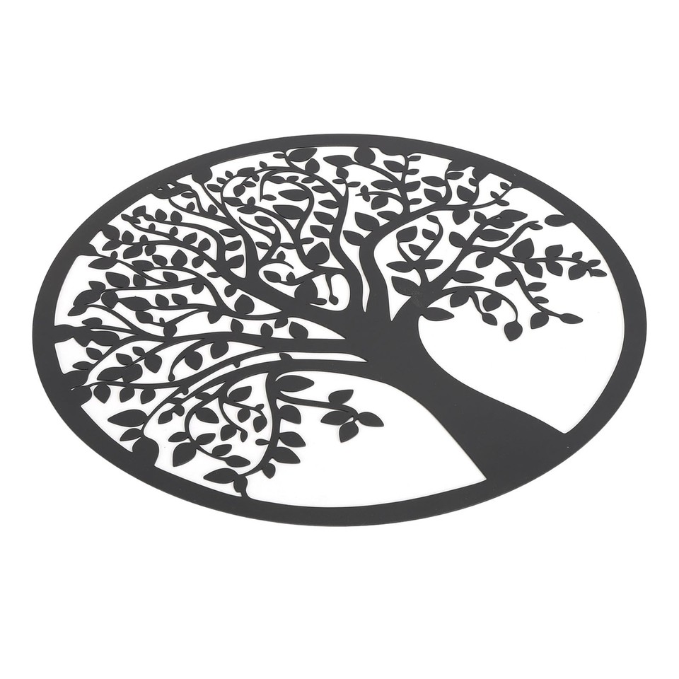 Black Tree Of Life Wall Art Decor Metal Family Hanging Plaque 30cm For ...