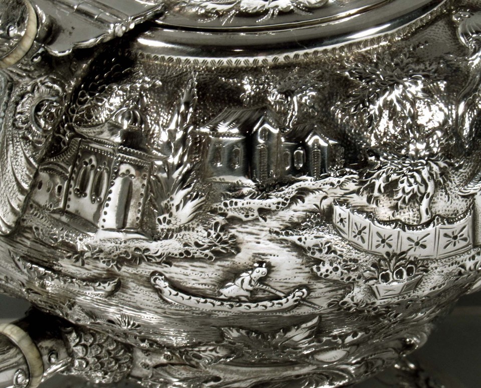 Kirk Silver Teapot c1850 CASTLE / CHINOISERIE | eBay