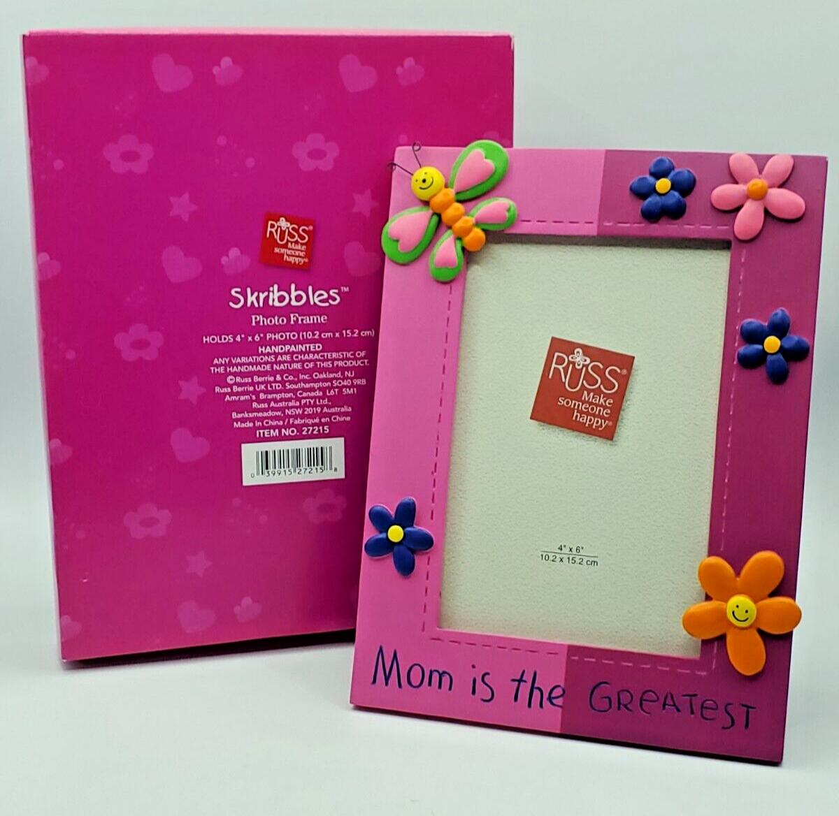 Russ “Mom is The Greatest” Standing Frame Pink w Flowers 4” x 6” In Box ...