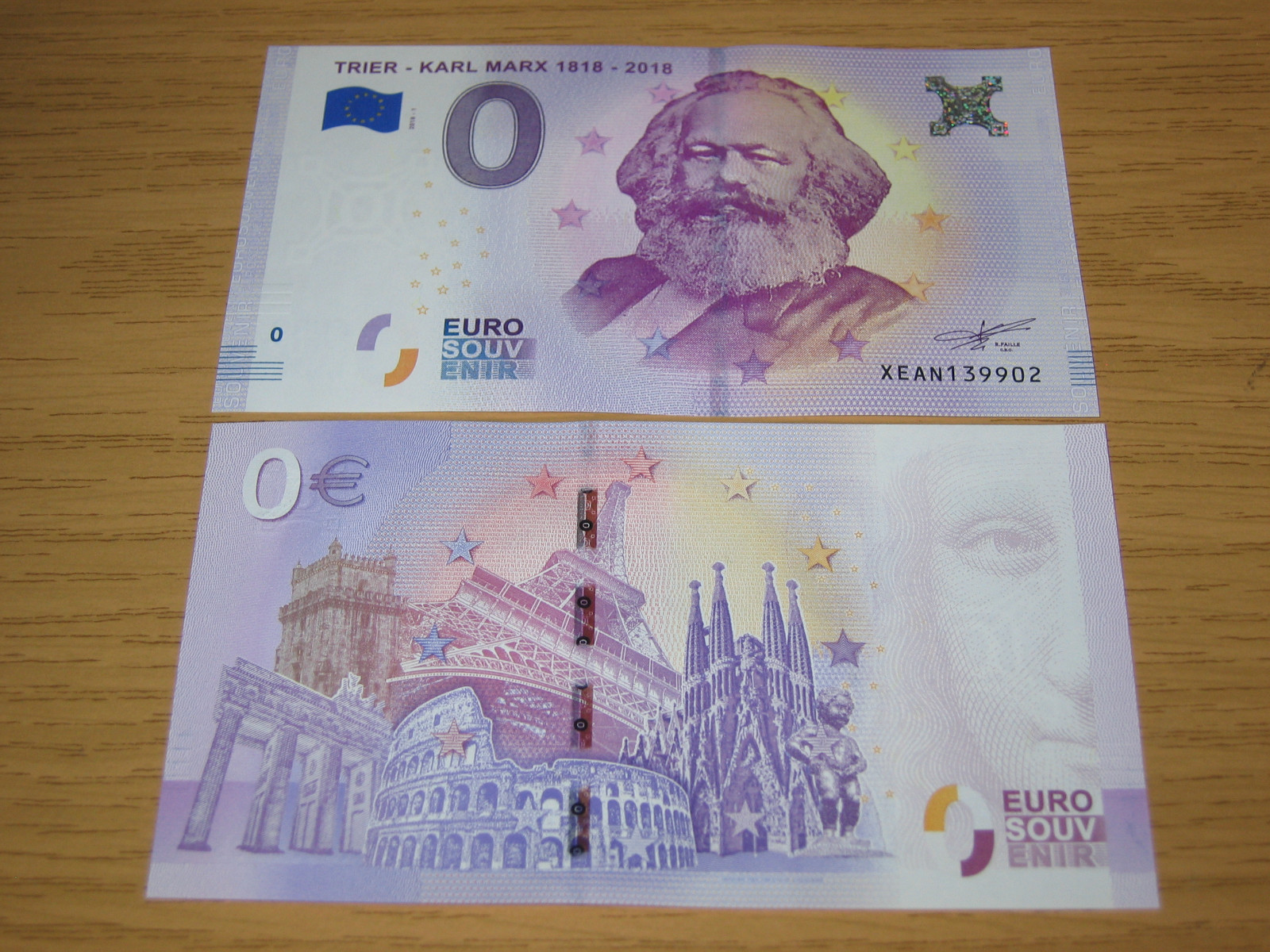 4 x KARL MARX 200 years 1818 - 2018 TRIER ZERO EURO 0 EUROS Schein ...