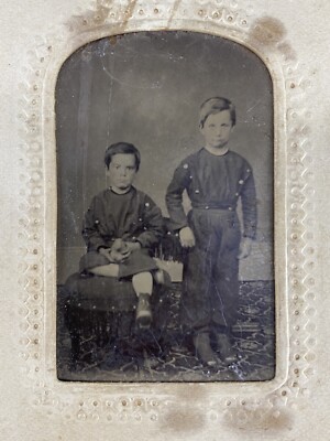 Antique Victorian Tintype Photo Adorable Young Boys Children Matching ...