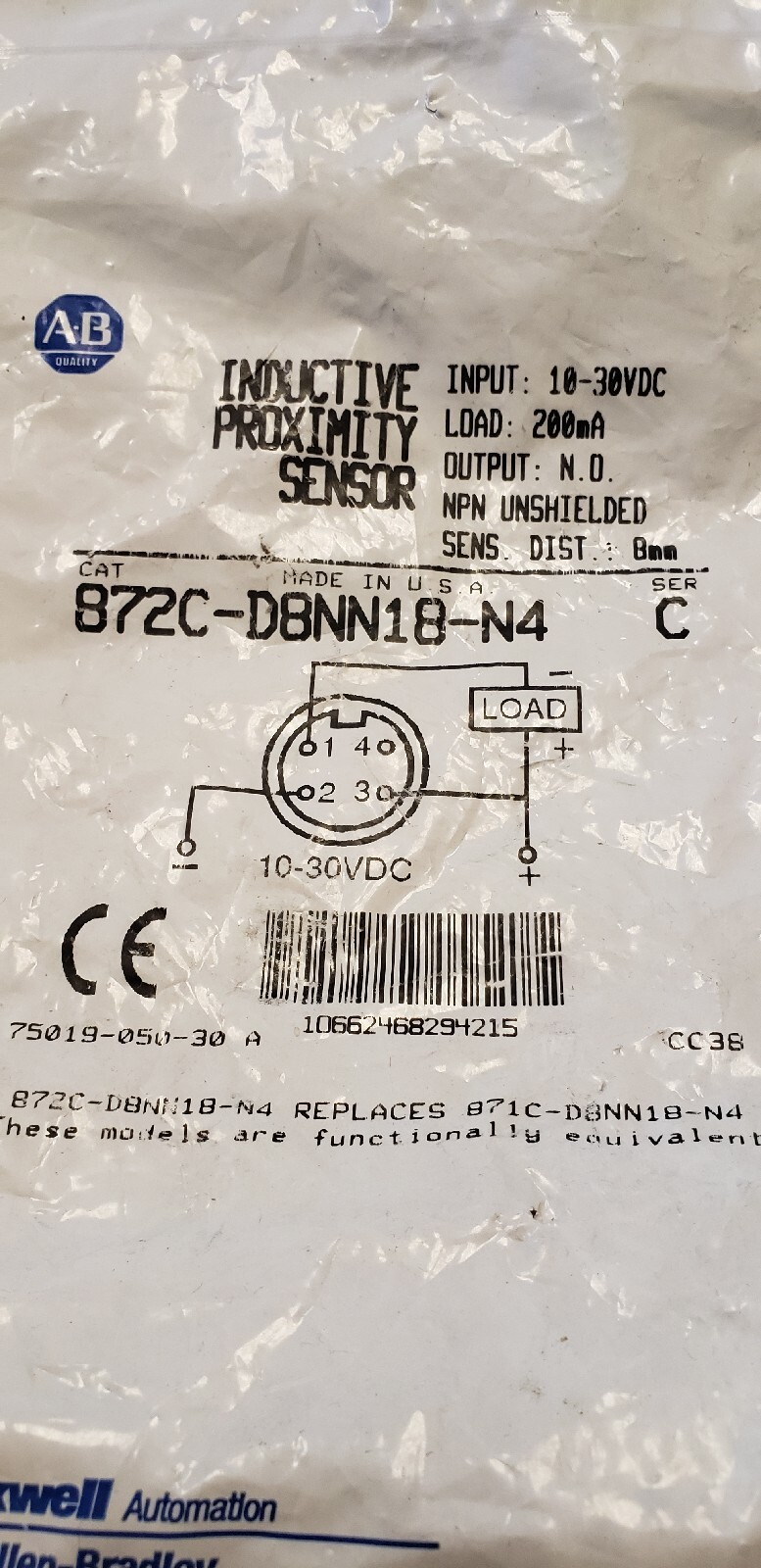 NEW Allen Bradley 872C-D8NN18-N4 Proximity Sensor 872CD8NN18N4 ( B1-5A ...