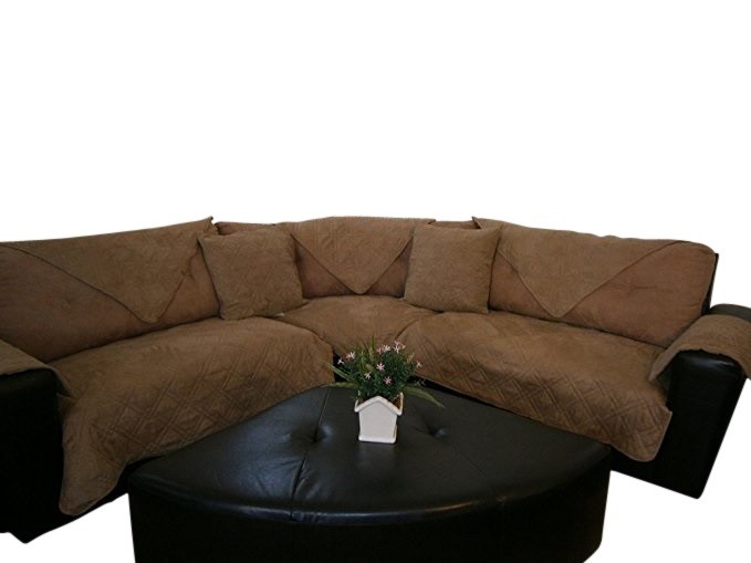 Quilted Micro Suede Custom Sectional sofa Throw Pad furniture protector ...