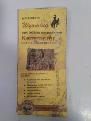 USGS BLM 1:100,000 scale topographic map - Kemmerer, WY | eBay