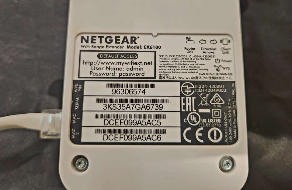 Netgear WiFi Range Extender Model EX6100 Networking Device w/ Cable | eBay