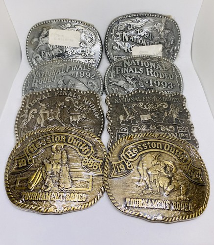 Vintage 1980-1990s Hesston NFR National Finals Rodeo Belt Buckles 8 ...