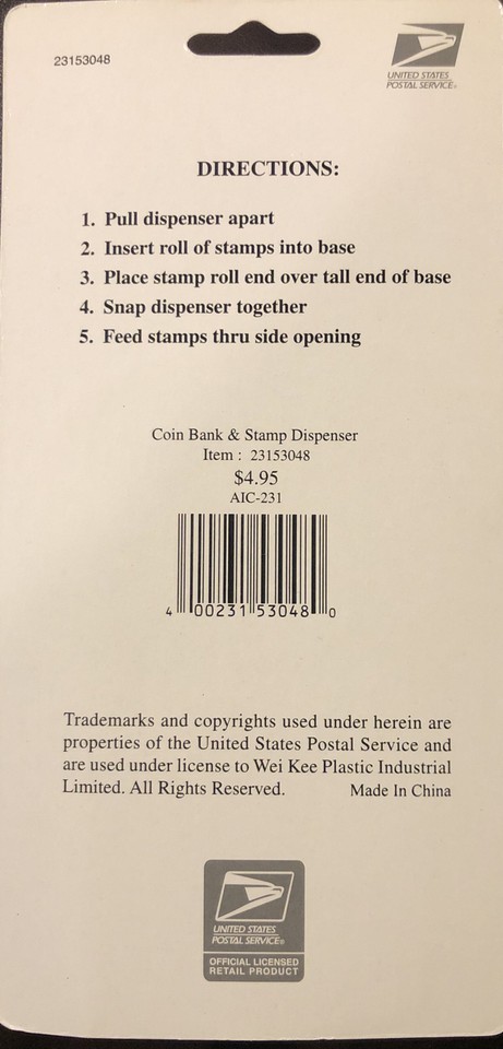 USPS Global Post Collection - US Mail Box 4.5" USPS Stamp Dispenser ...