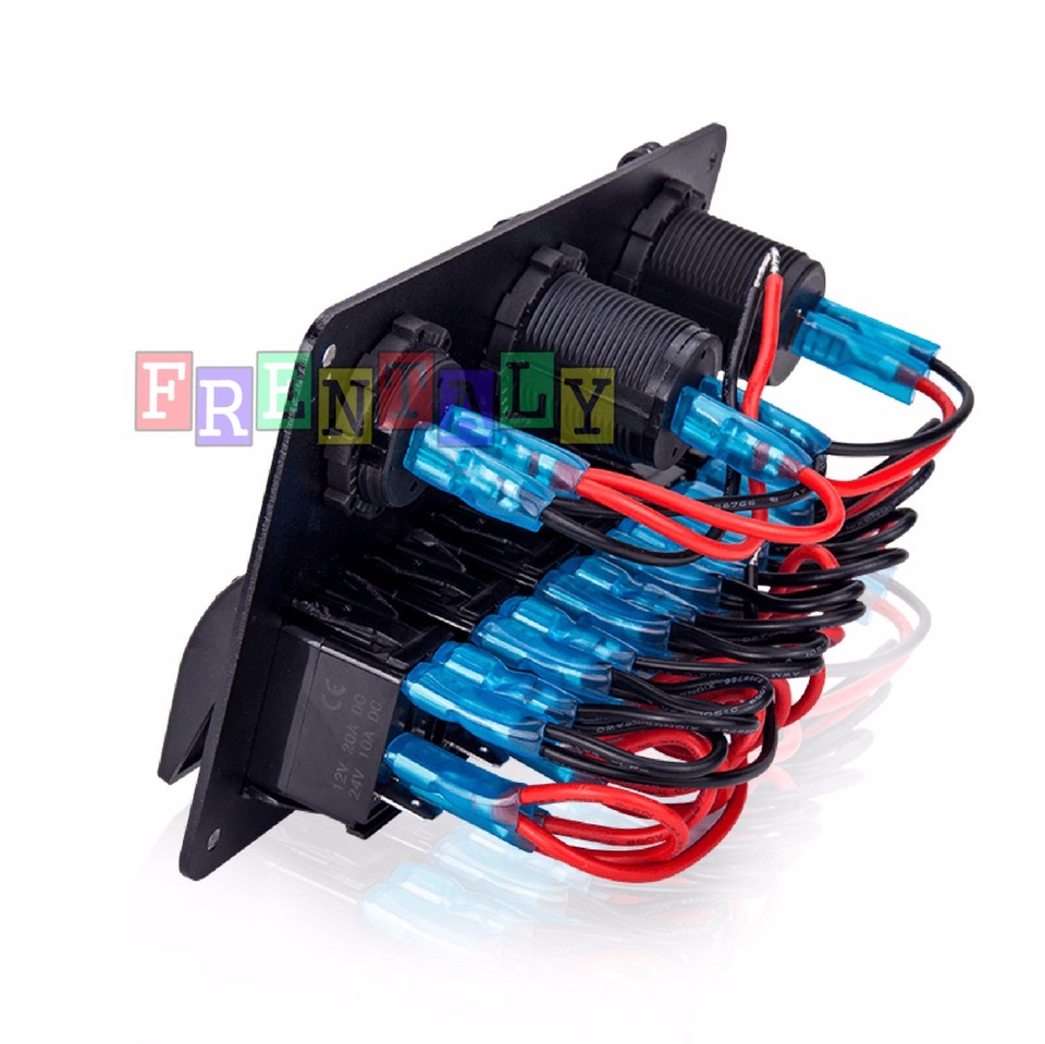 Car Marine Boat 6-Gang Waterproof Circuit Blue LED Rocker Switch Panel ...