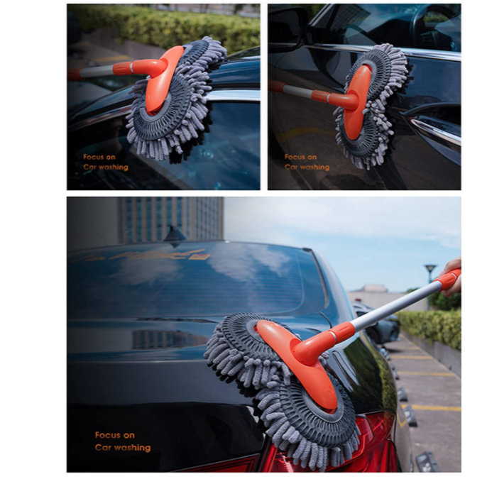 360° Rotation Car Wash Brush Double Layer Retractable Long Handle ...