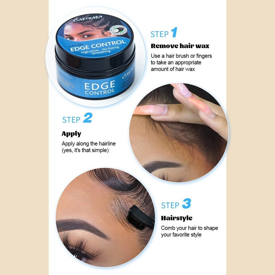 Edge Control Wax Strong Hold Non-Greasy Hair Styling Gel - Edge Wax No ...