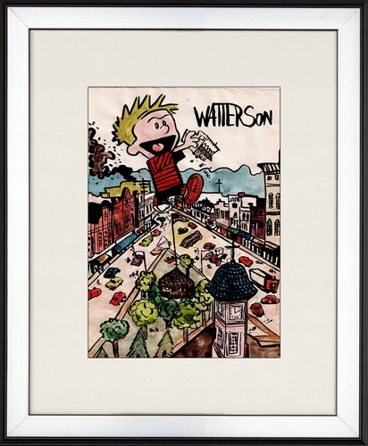 Bill Watterson: Calvin and Hobbes - watercolor on old paper | eBay