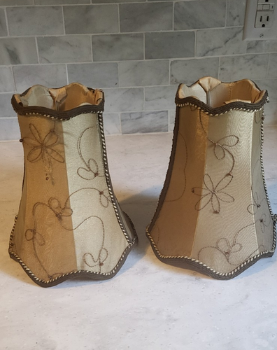 Pair Of Antique Victorian Silky Ruffled Edge 8.5 Tall Lamp Shades ...