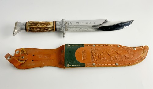 Vintage Edge Mark Brand 469 Solingen Bowie hunting knife w leather ...