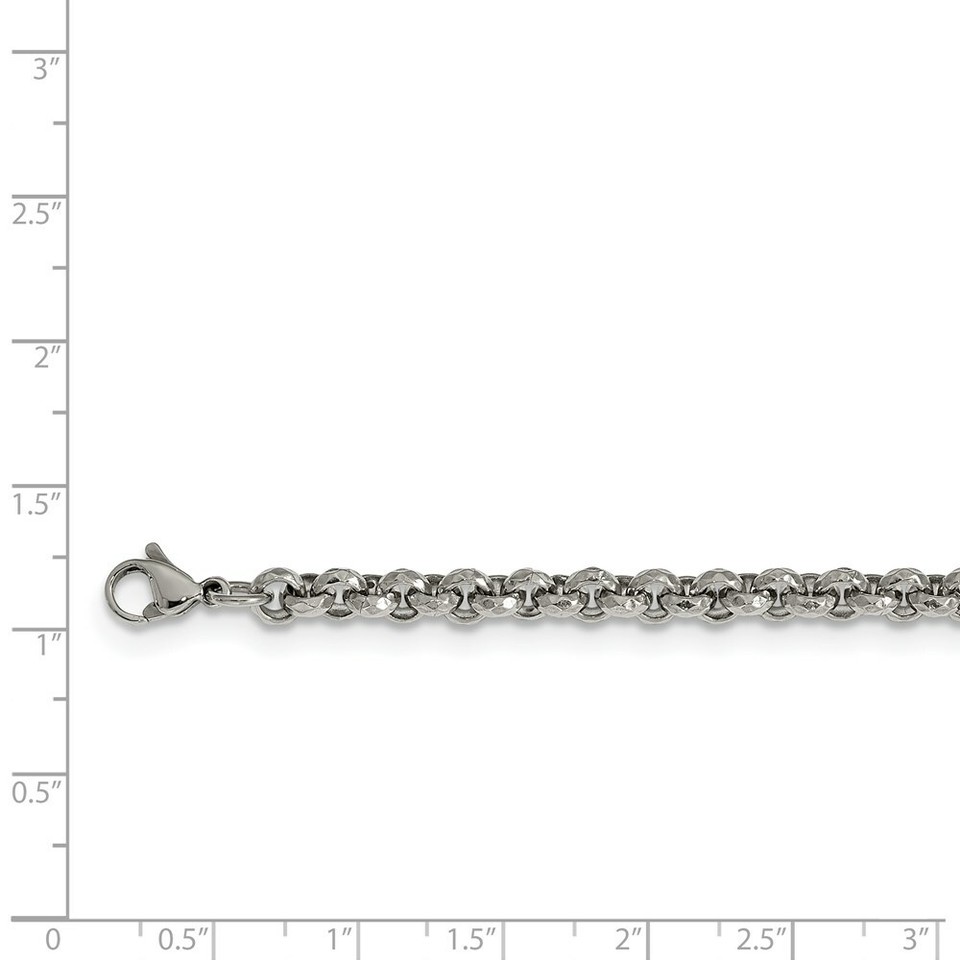 Stainless Steel Polished and Textured Fancy Rolo 20in Chain | eBay