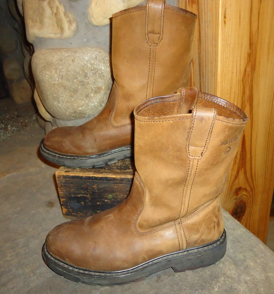 Men's Chestnut Brown Wolverine Leather Wellington Boots #W04727 Sz. 11. ...