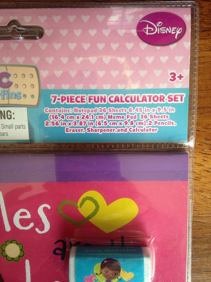 disney doc mcstuffins 7 pc calculator set notebooks, pencils, eraser ...