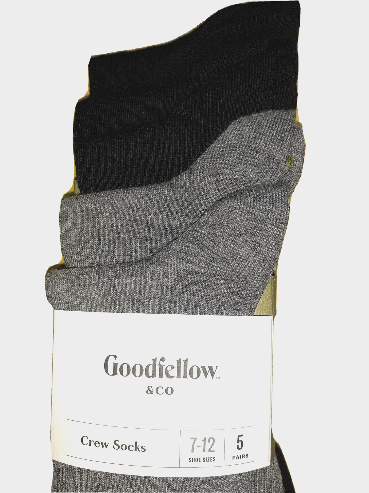 Goodfellow Mens Knit Dress Crew Socks 5 Pack Black Gray Solids L 7-12 ...