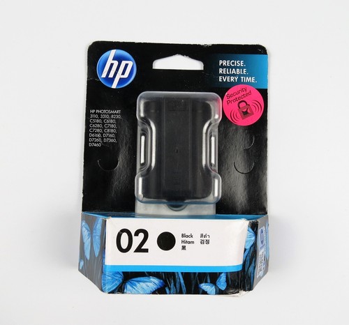 Genuine HP 02 Ink Cartridge Black New 3110 C5180 C6180 C6270 C7180 ...