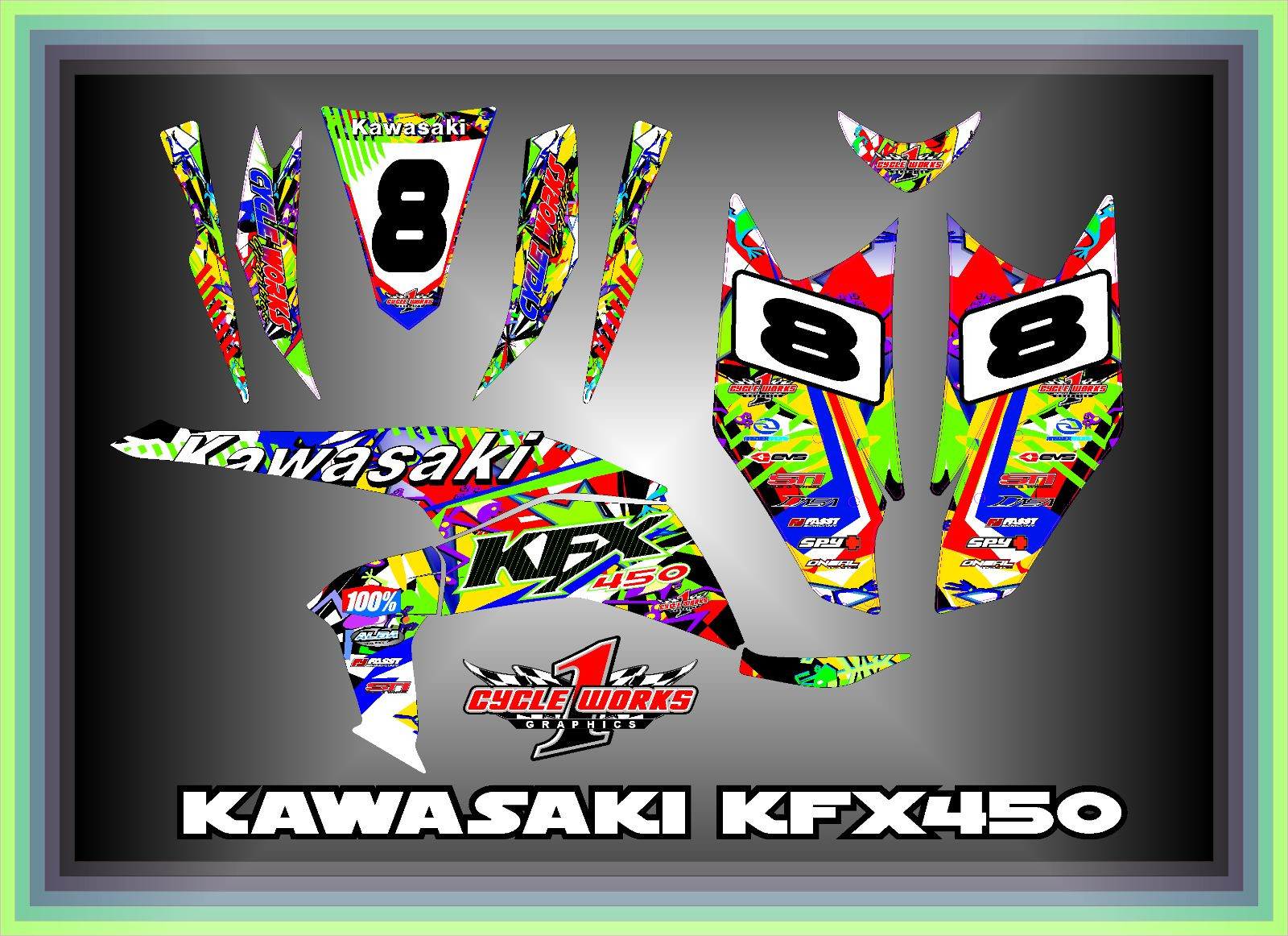 KAWASAKI KFX 450R SEMI CUSTOM GRAPHICS KIT MAYHEM | eBay