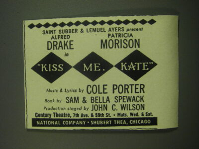 1949 Kiss me, Kate Musical Ad - Saint Subber & Lemuel Ayers present | eBay