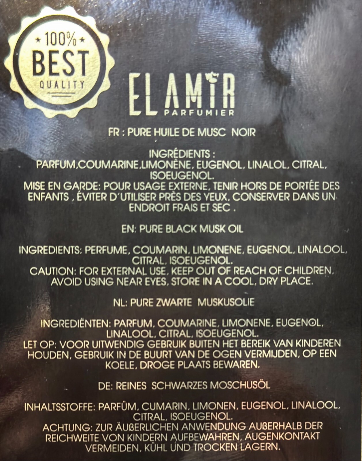 EL-Amir Schwarze Musk Misk Parfüm Öl (12ml) Orientalisch+Sinnlich ...