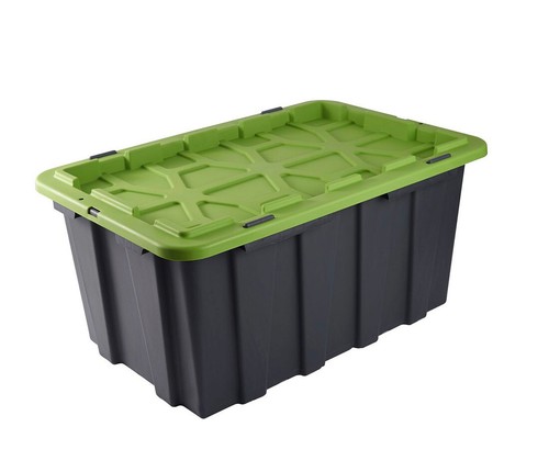 Montgomery 100L Grey/Green Heavy Duty Stackable Storage Container+Clip ...
