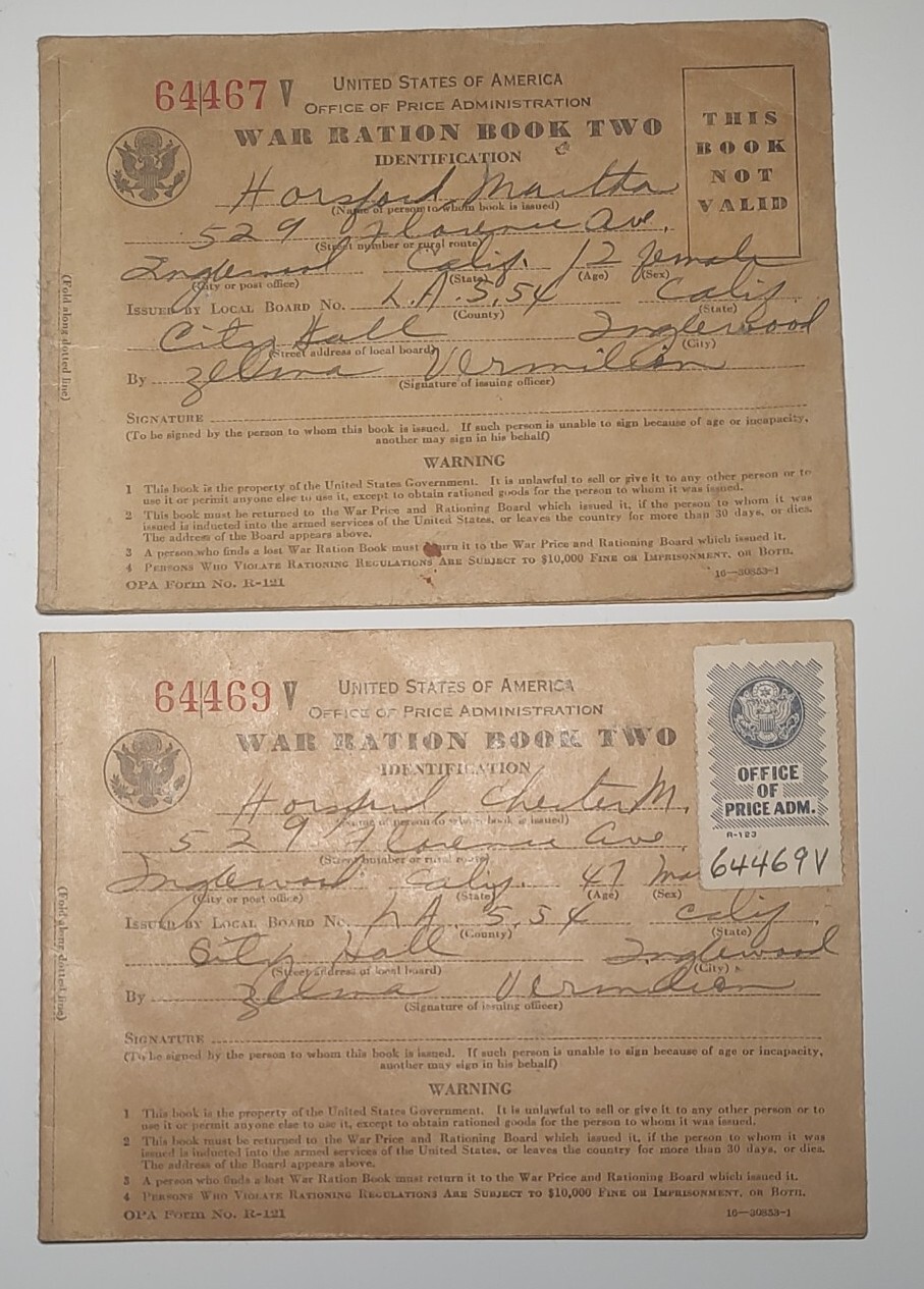 Vintage World War 2 Ration Book 2 Lot NO STAMPS WW2 Government ...