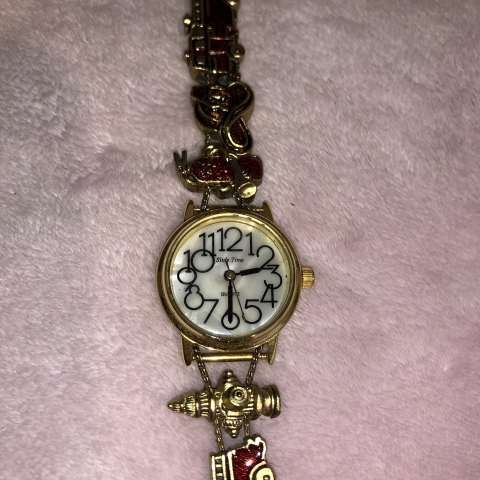 Slide Time Wrist Watch/Charm Bracelet ~ Firemen ~ Needs Battery | eBay