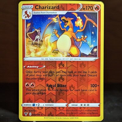 Charizard 025/185 LP/NM Reverse Holo Rare Vivid Voltage Pokemon Card 25/185 Leon | eBay