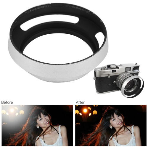 Universal Aluminium Alloy Hollow Camera Bevel Lens Hood Shade Silver ...