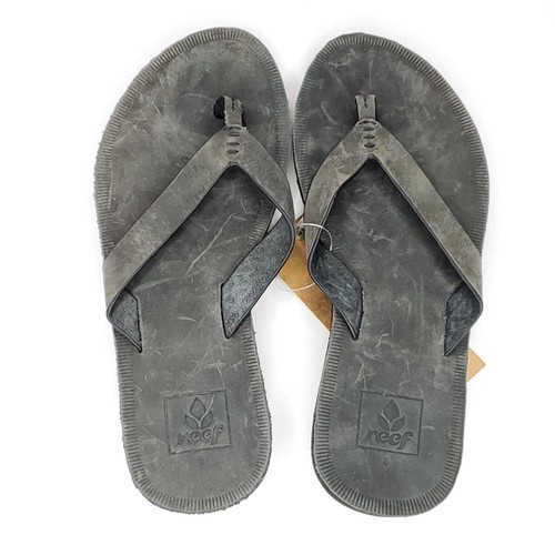 Reef Voyage LE Leather Thong Flip Flop Sandals Sz 5 Dark Gray Off Black | eBay