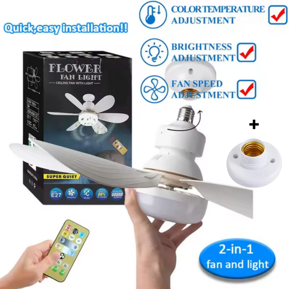 LED Ceiling Fan Light Edison Bayonet Socket Adapter Fitting With Remote ...