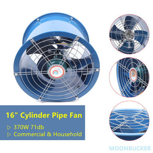 16" Cylinder Pipe Fan Stainless Steel Blades Exhaust Air Blower Fan ...