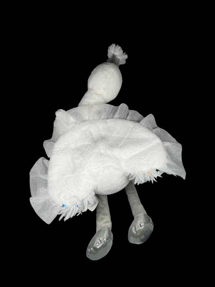 Hugfun White Peacock Plush Rainbow Stars Silver Feet 25" Bird Stuffed ...