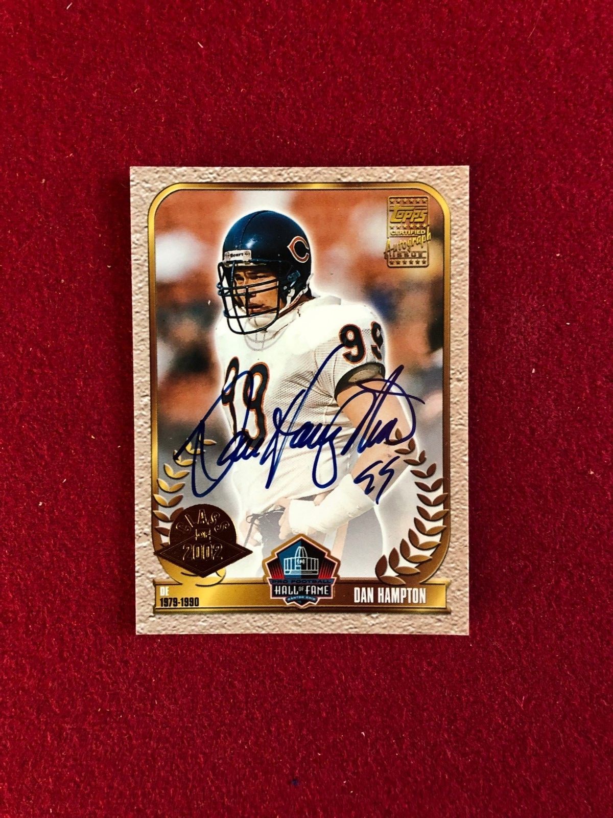 2002,Dan Hampton,"Autographed" (JSA) "Topps" Hall of Fame Trading Card ...