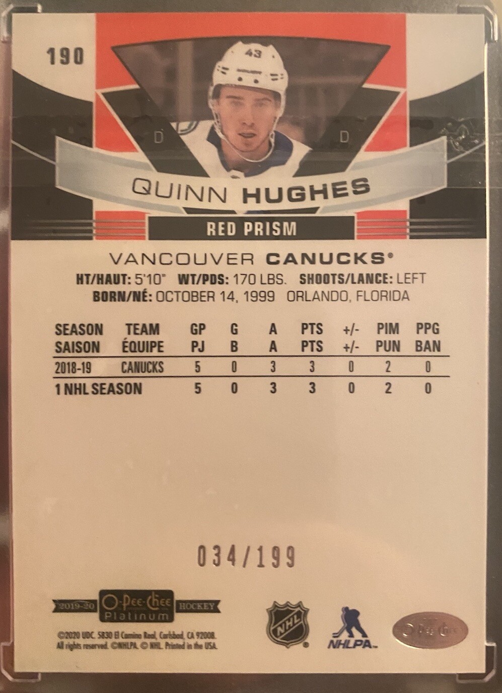 2019 O-Pee-Chee Platinum Marquee Rookies Red Prizm Quinn Hughes/199🔥 | eBay