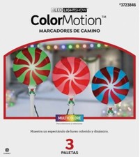 Gemmy Lightshow Synchro Lights Color Changing Pathway Peppermint Stakes ...