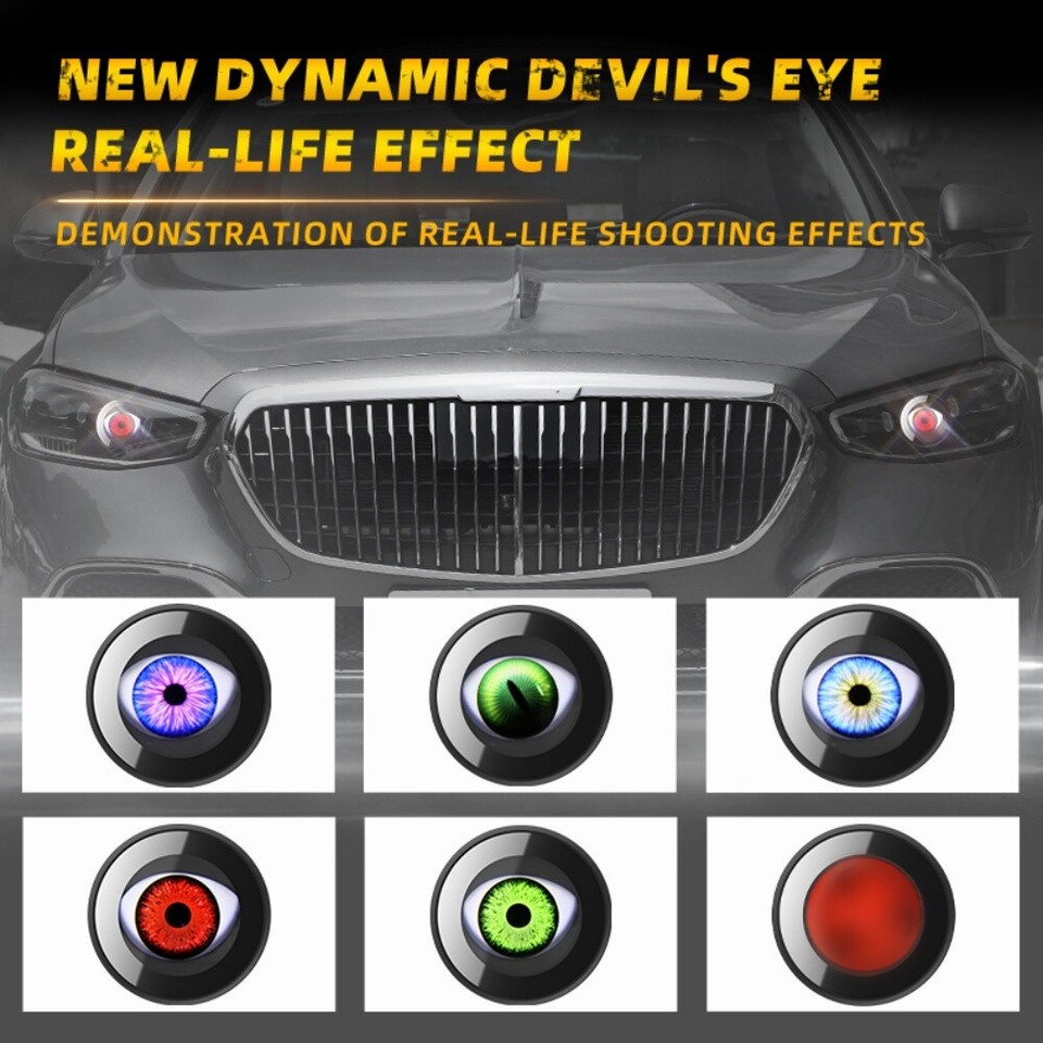 1Pair 12V LED Devil Eye Decorative Dynamic Wink Modified Car Headlight ...