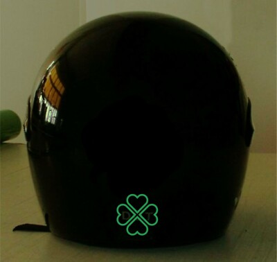 4 LEAF CLOVER HEARTS REFLECTIVE MOTORCYCLE HELMET DECAL..2 DECALS FOR 1 ...