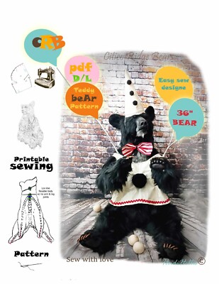 MAKE a realistic posable stuffed bear PDF SEWING PATTERN full ...