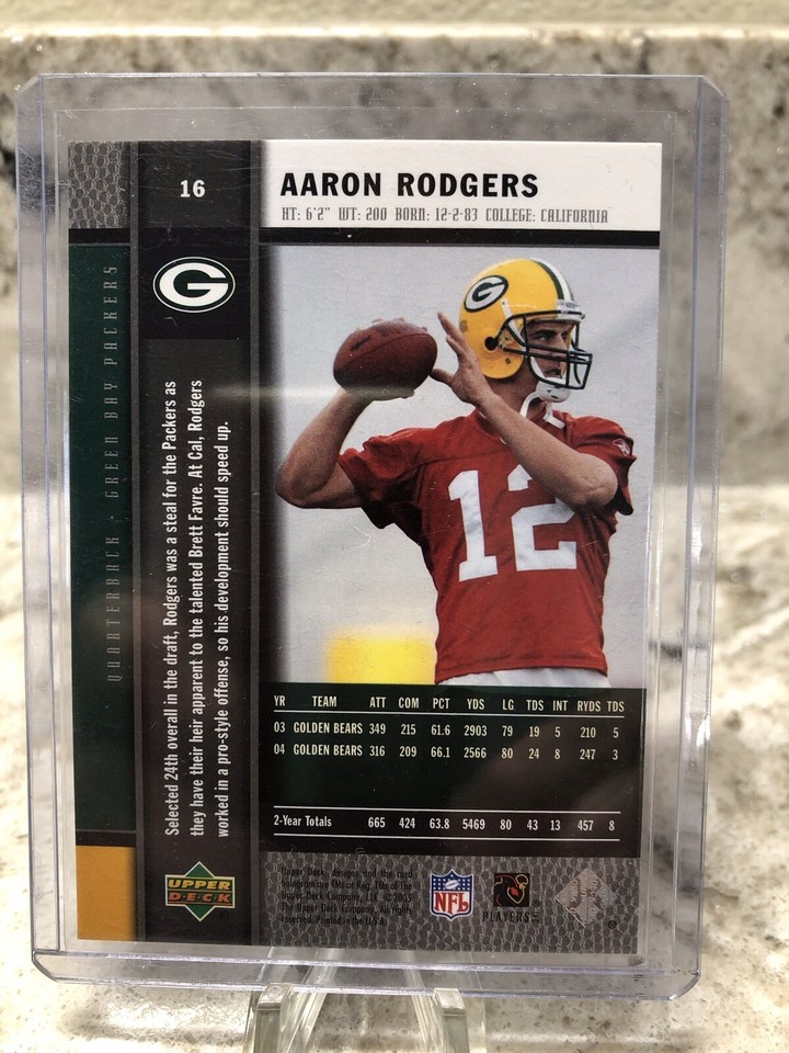 2005 Upper Deck Rookie Premiere Aaron Rodgers Rookie Card #16 Green Bay ...