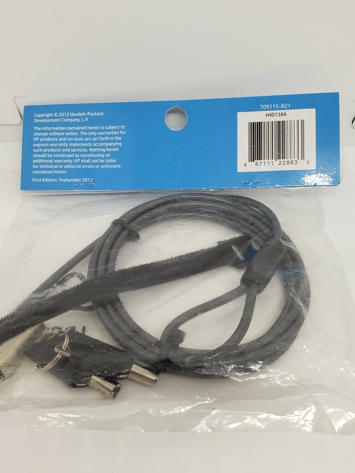 HP Ultraslim Keyed Security Cable Lock H4D73AA 709115-B21 | eBay