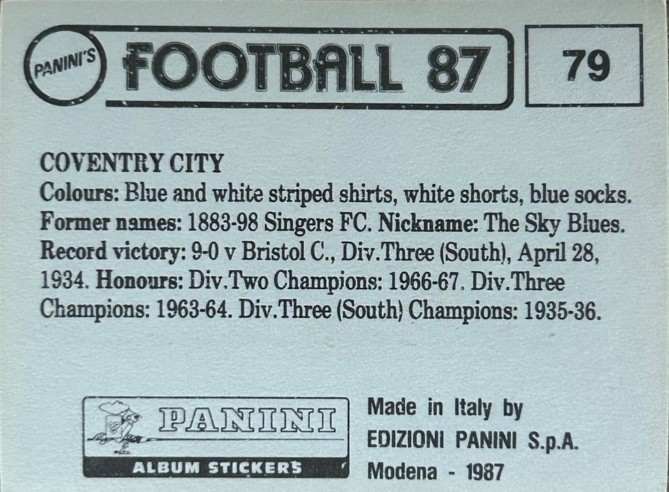 Panini 1987 Football 87 Stickers Individual Various Unused Soccer | eBay UK