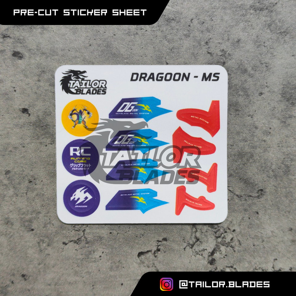 Pre-Cut Beyblade Stickers HMS MS G V2 V S F Dragoon Dranzer Driger ...