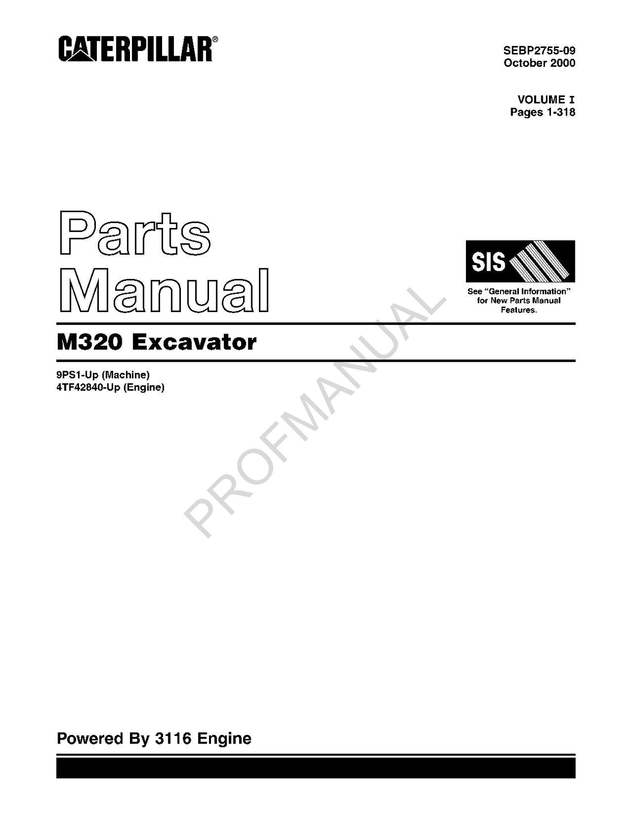Caterpillar Cat M320 Excavator Parts Catalog Manual ser 9PS1-Up ...
