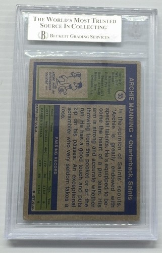 1972 Topps Archie Manning Auto Rookie RC #55 BGS Authentic | eBay