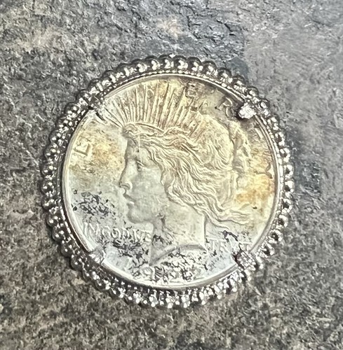 1922 Peace Dollar 90% Silver Mounted In Unknown Metal (scrap value!) | eBay