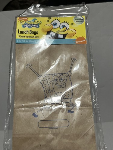 BROWN PAPER LUNCH BAGS Pack Of 15 SPONGEBOB SQUAREPANTS 2008 Vintage ...